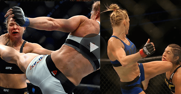 Side-By-Side Video Comparison - Holm's Head Kick KOs Of Ronda Rousey ...